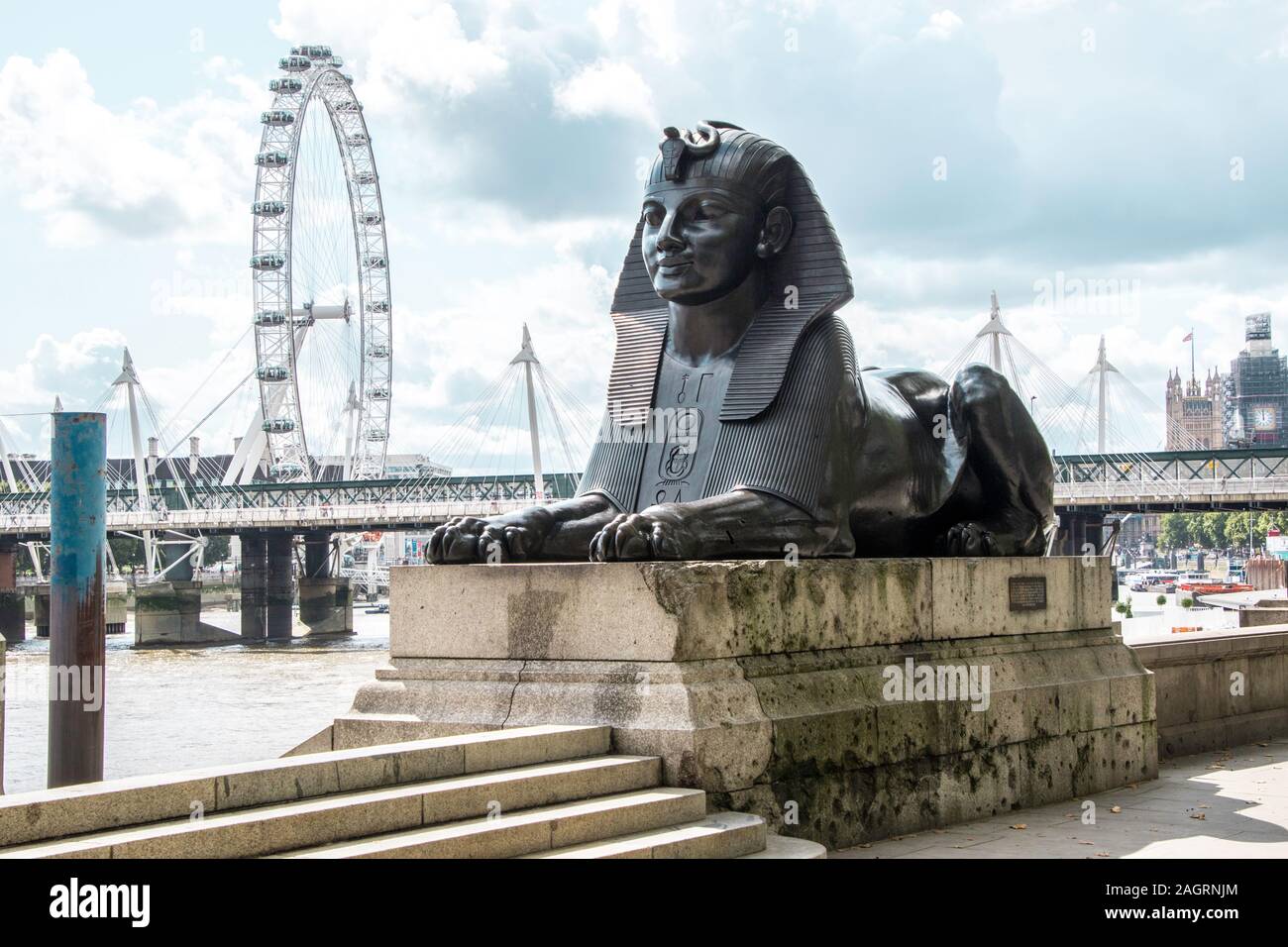 August 19, 2019 – River Thames, London, United Kingdom. The London Eye ...