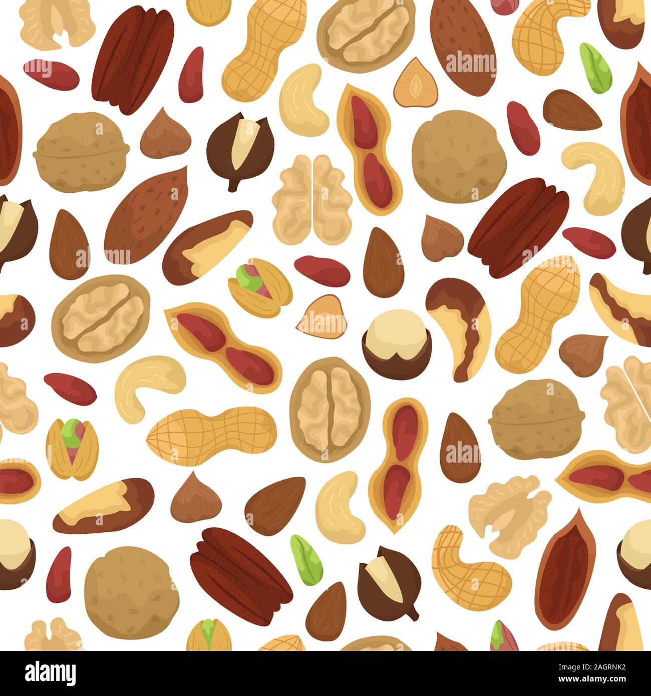 Seamless vector pattern with different nuts peeled and shelled Stock ...