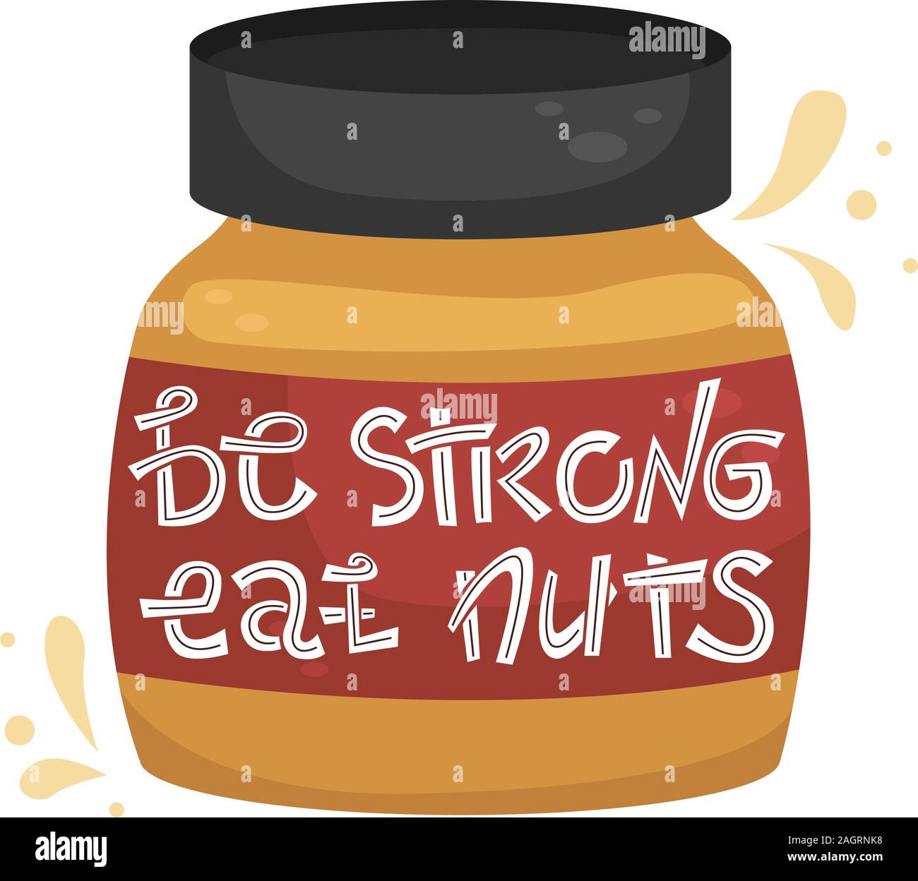 Vector illustration with jars of nut paste and lettering - be strong ...