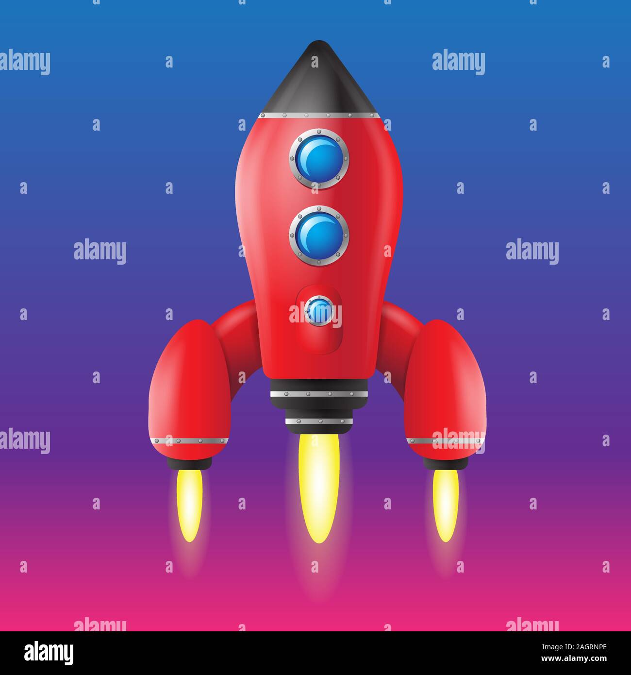 Rocket red design element on isolated background. Vector image Stock ...