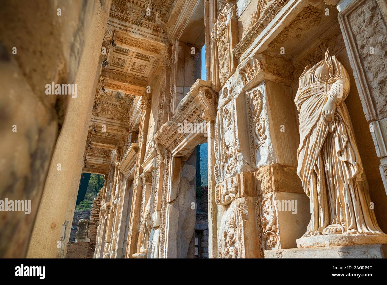 Celsius Library in ancient city Ephesus (Efes). Most visited ancient ...