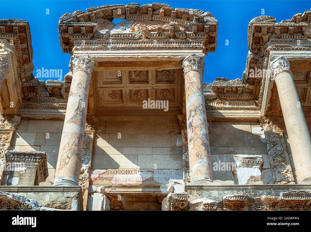 Celsius Library in ancient city Ephesus (Efes). Most visited ancient ...
