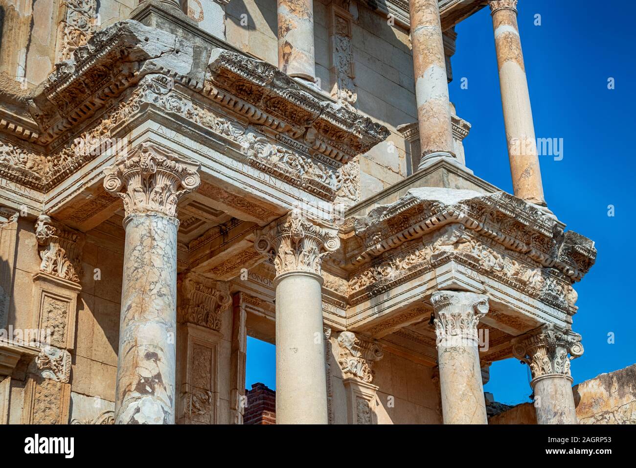 Celsius Library in ancient city Ephesus (Efes). Most visited ancient ...