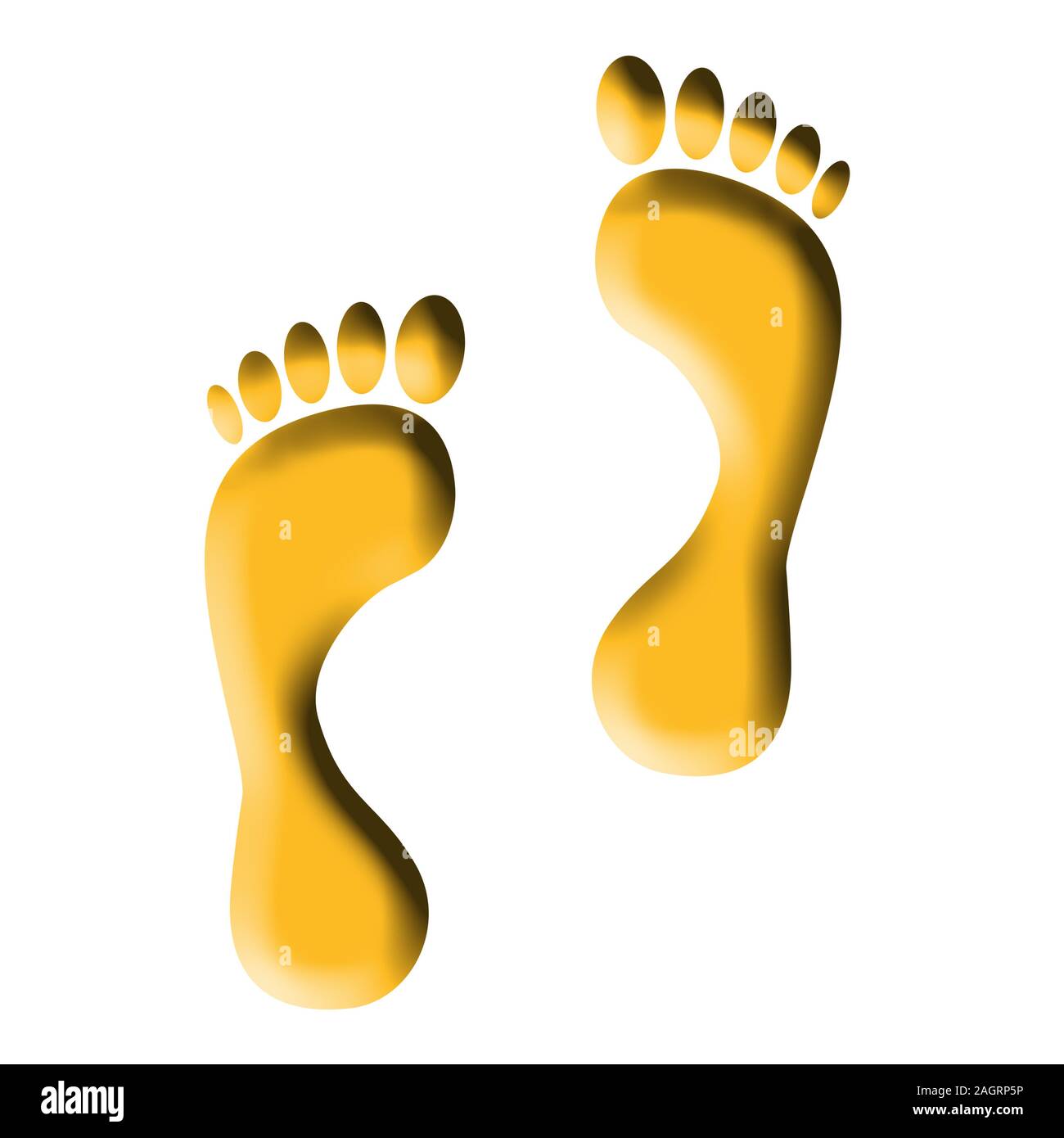 Yellow footprints against a white background Stock Photo - Alamy