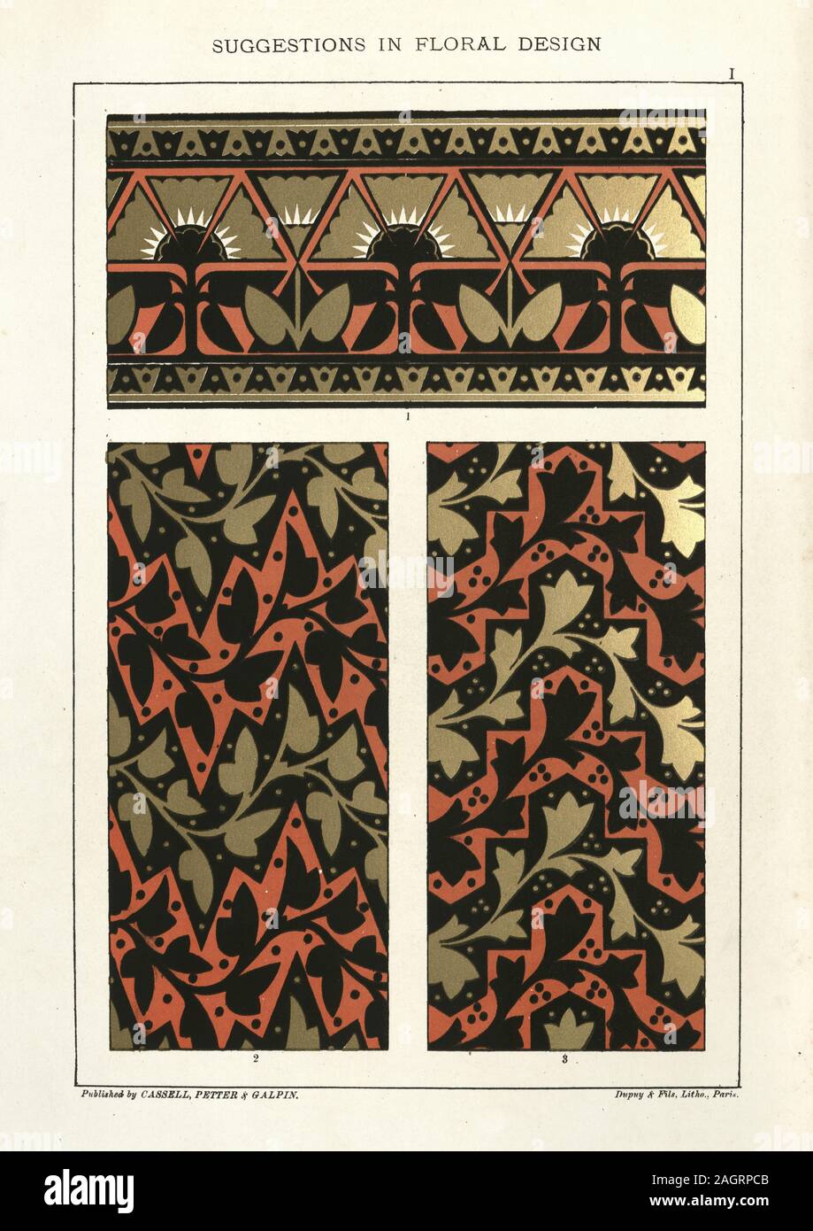 Red, Black and Gold Geometric floral pattern. Suggestions in Floral ...