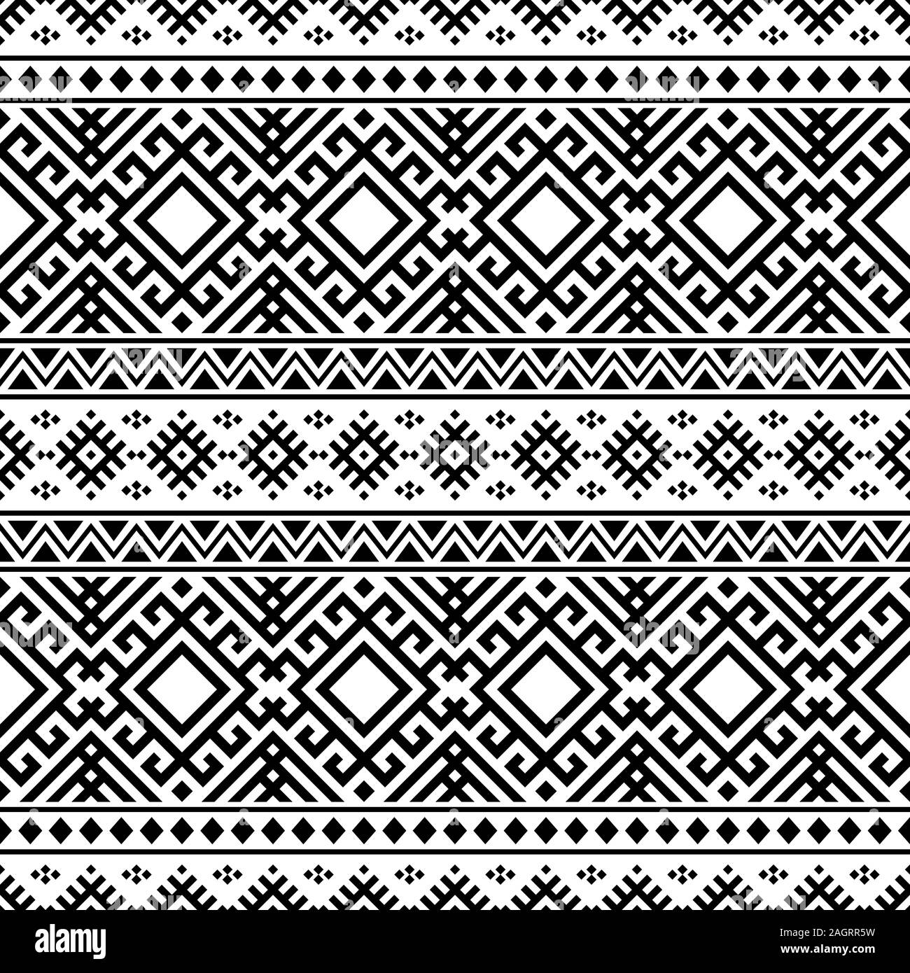 Seamless ethnic pattern vector in black and white color Stock Photo - Alamy