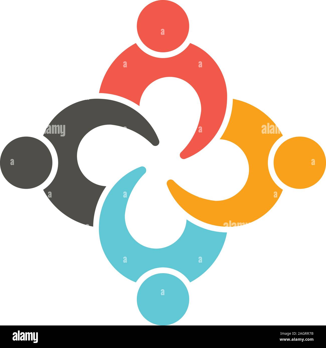 Teamwork connection four people. Logo Illustration Stock Vector Image ...