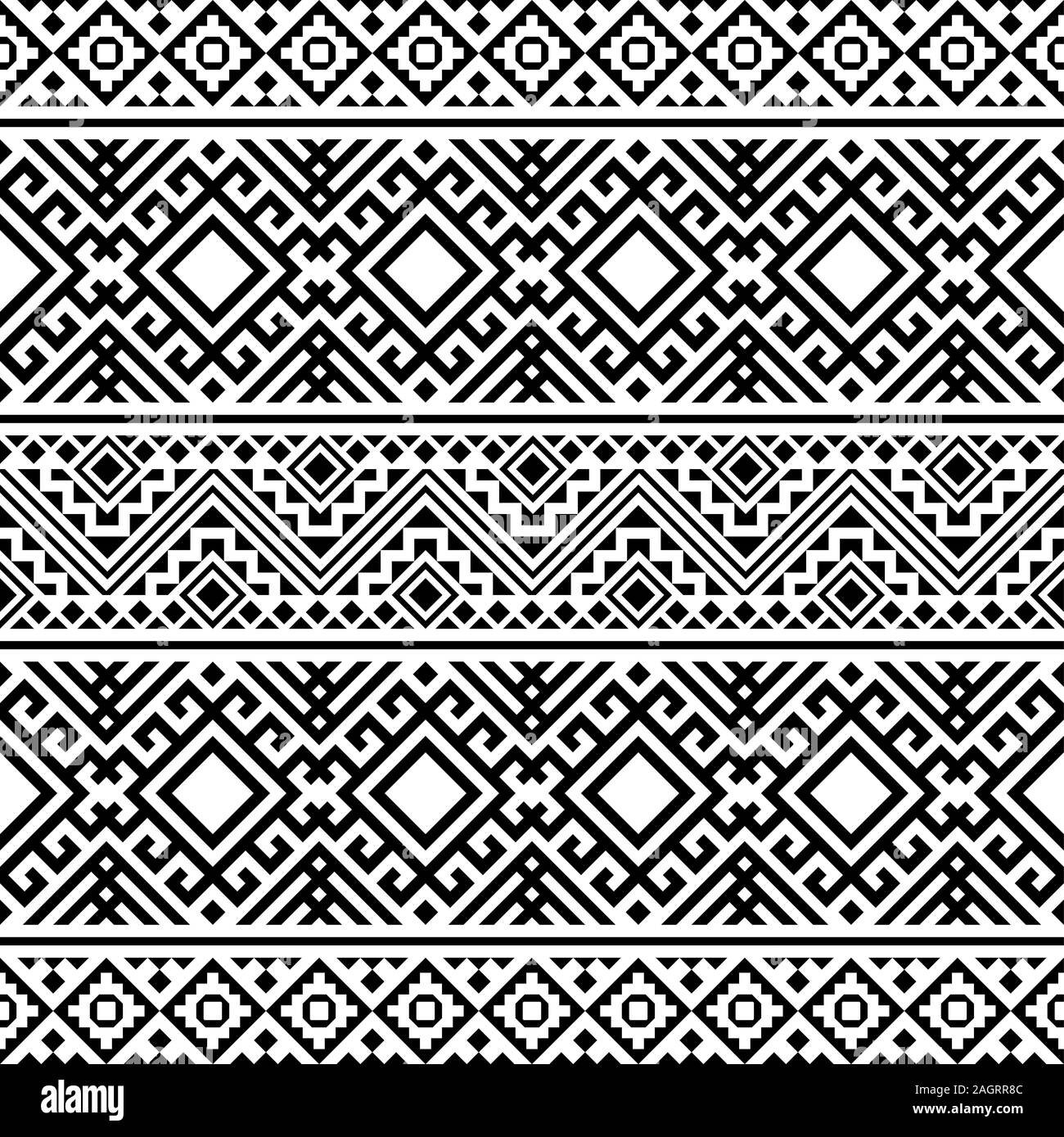 Ethnic Aztec Pattern Illustration Design in black and white color Stock ...