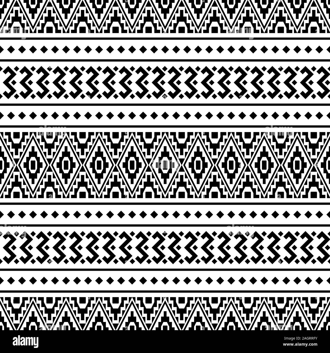 Seamless pattern stripe in Aztec style in black white color Stock ...
