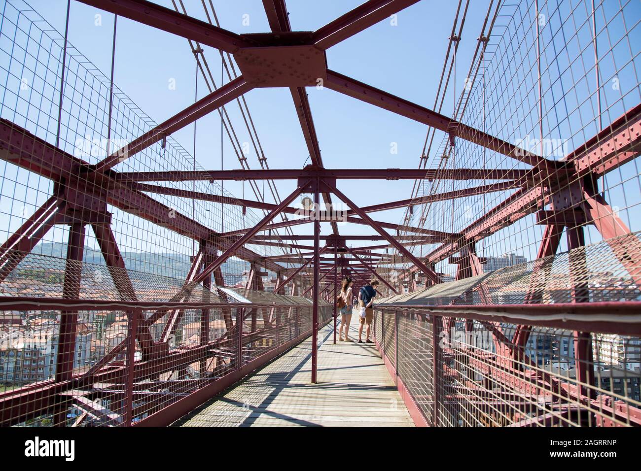 Tourists on Walkway, Puente Vizcaya Bridge; Bilbao; Basque Country ...