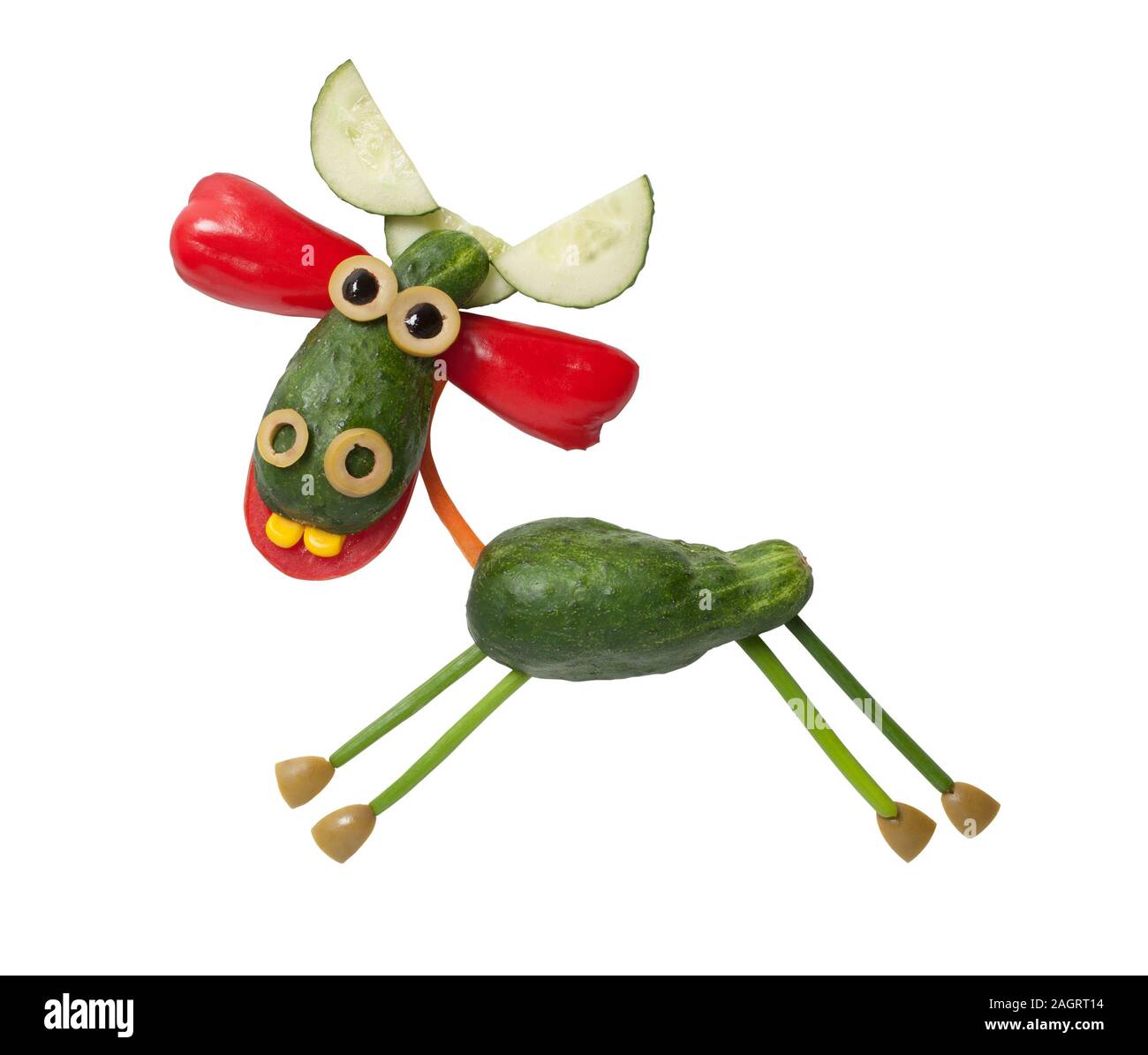 Deer in a running pose made with vegetables Stock Photo - Alamy
