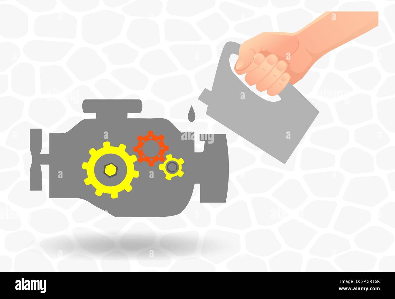 Car engine maintenance icon. Oil changing in car repair station. Engine ...