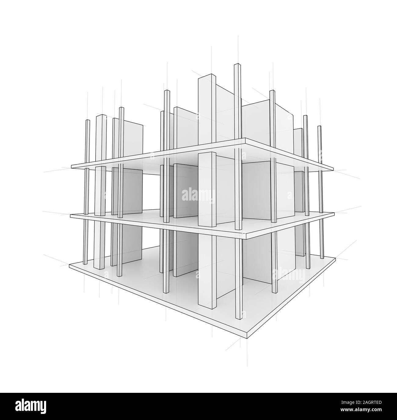 Drawing or sketch of a house under construction. Construction site ...