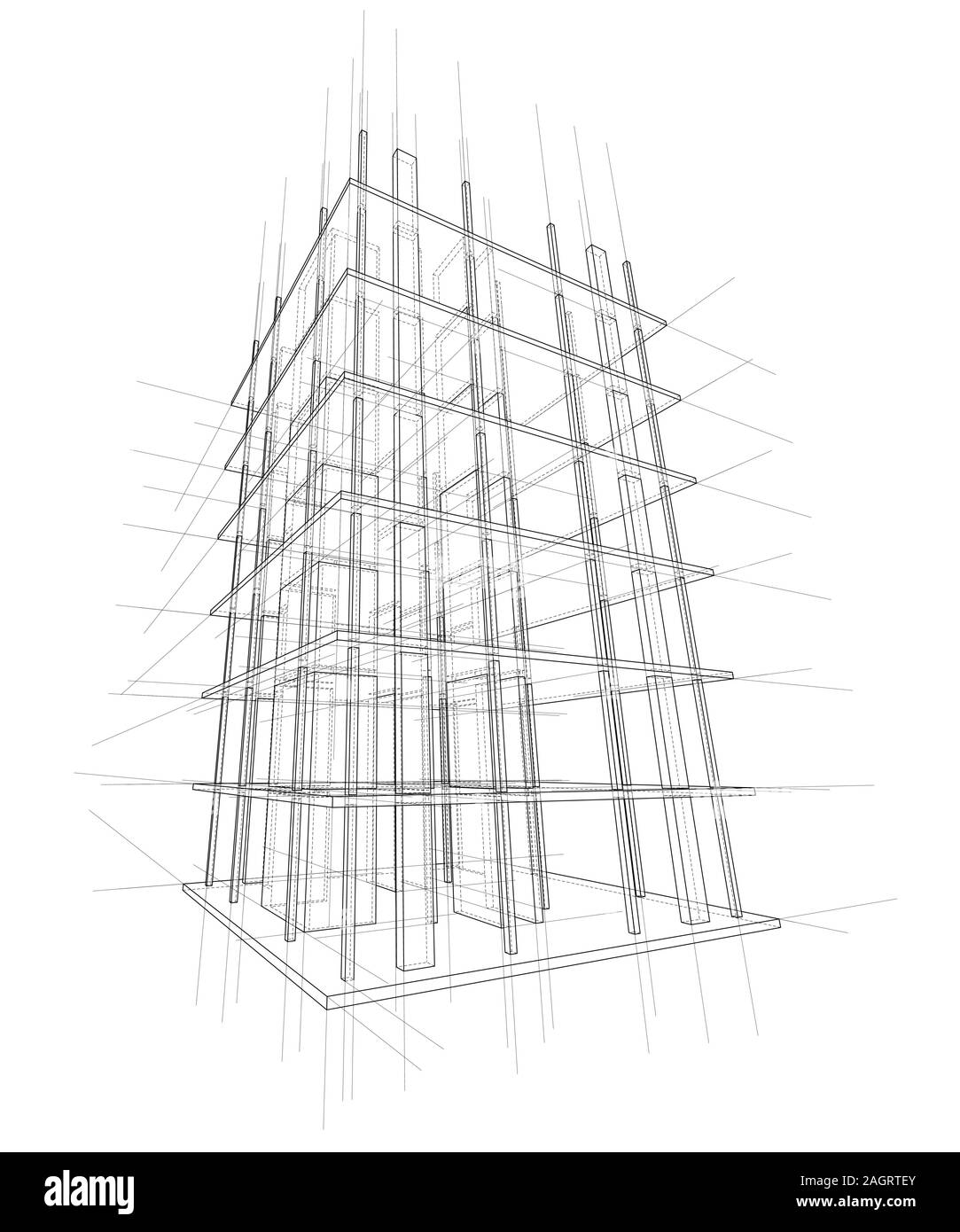 Drawing or sketch of a house under construction. Construction site ...