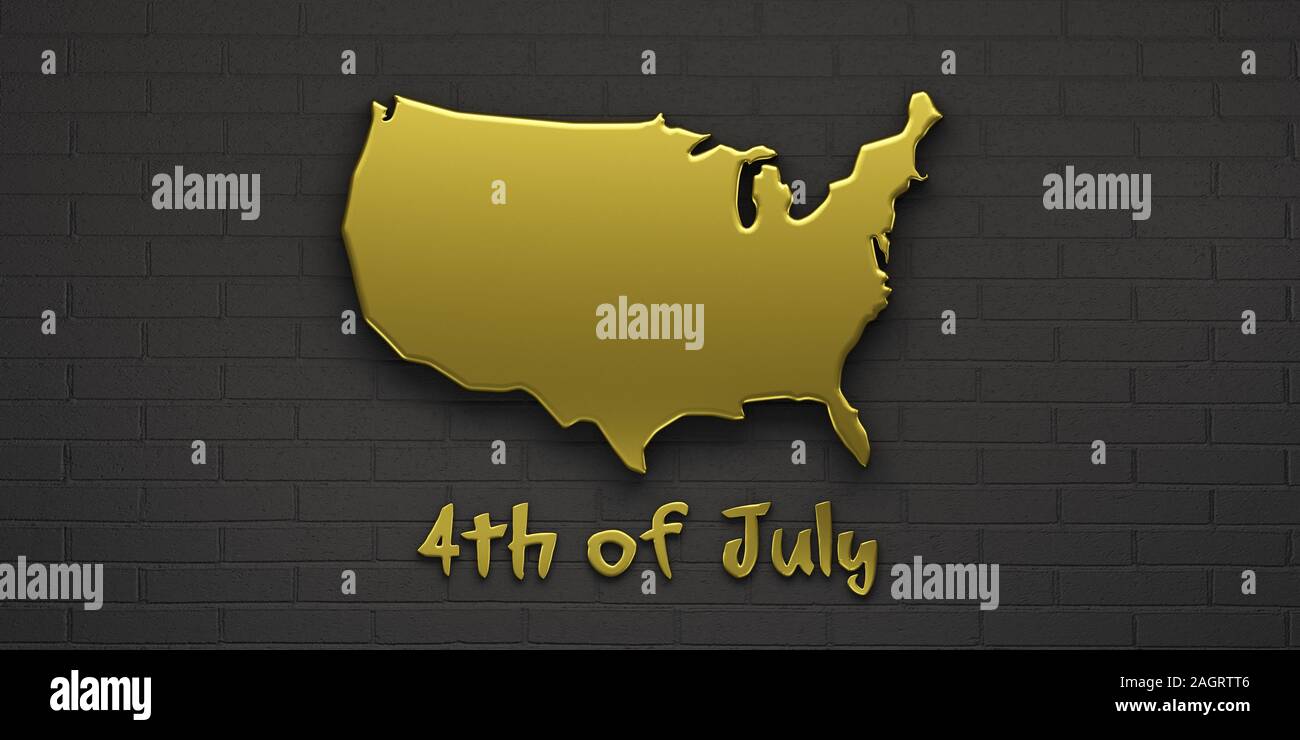 Gold Map United States. 3D Render Illustration Stock Photo - Alamy