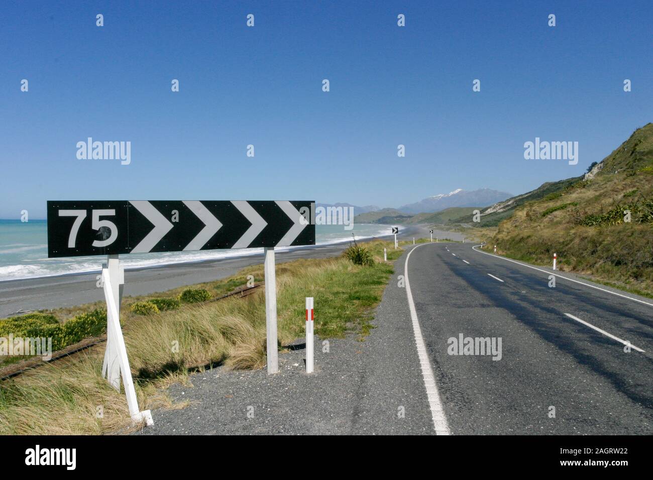 Speed limit sign a coastal section of State Highway 1on the South ...