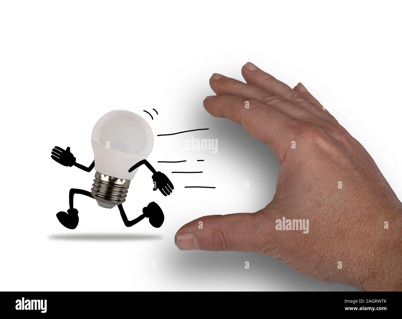 hand trying to catch a light bulb. concept of catching an idea Stock ...