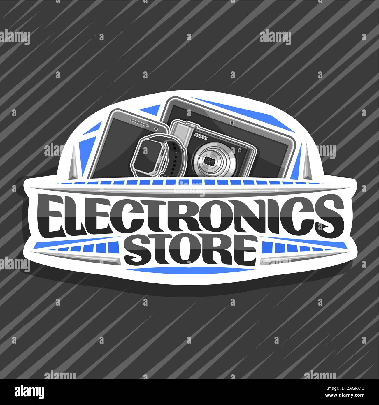 Vector logo for Electronics Store, decorative cut paper price tag with ...