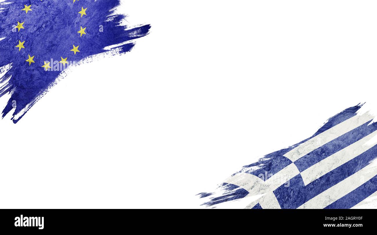 Flags of Europe Union and Greece on White Background Stock Photo - Alamy