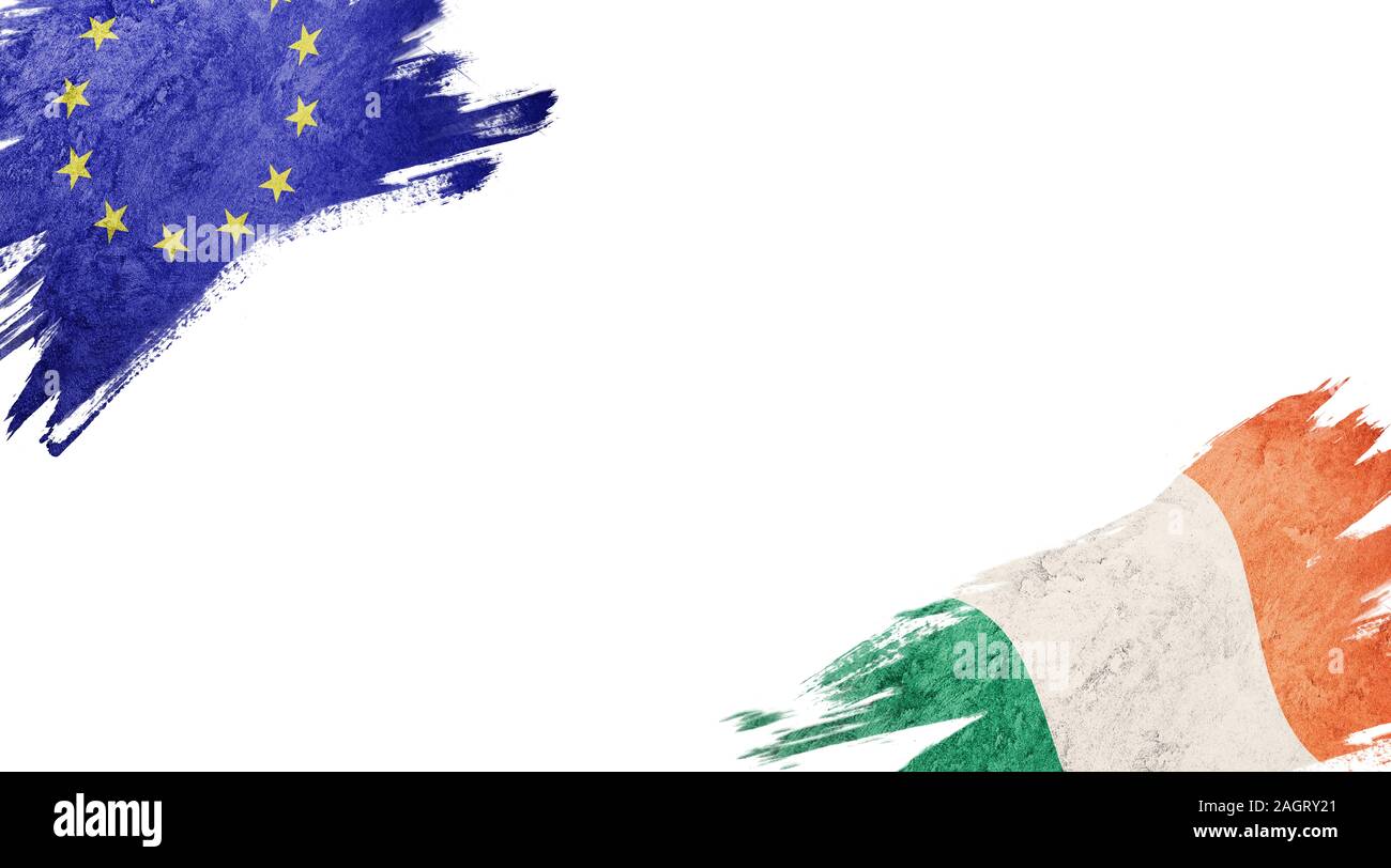 Flags of Europe Union and Ireland on White Background Stock Photo - Alamy