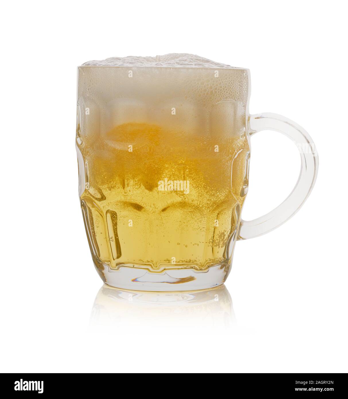 light beer in a glass on white isolated background Stock Photo - Alamy
