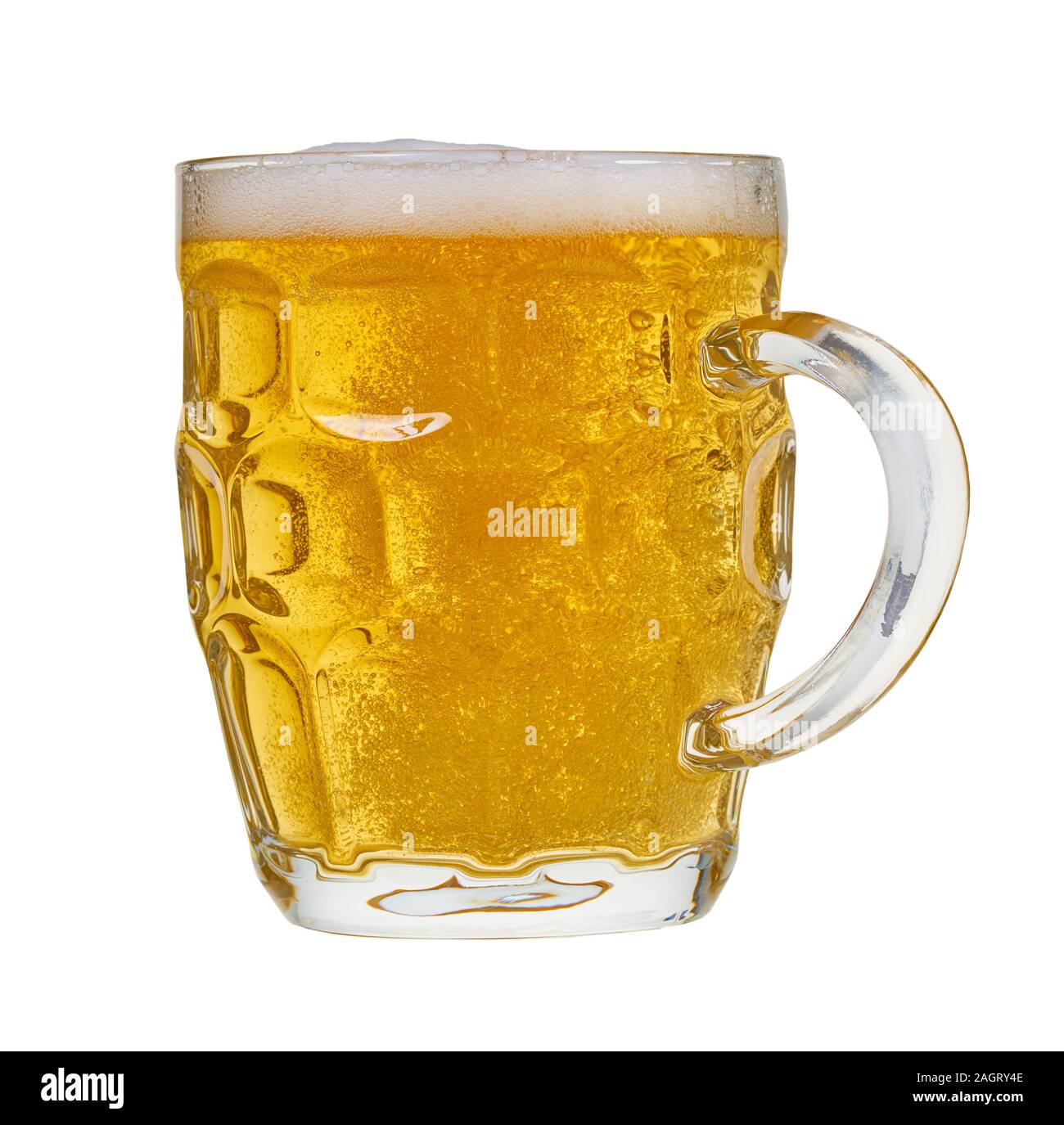 light beer in a glass on white isolated background Stock Photo - Alamy