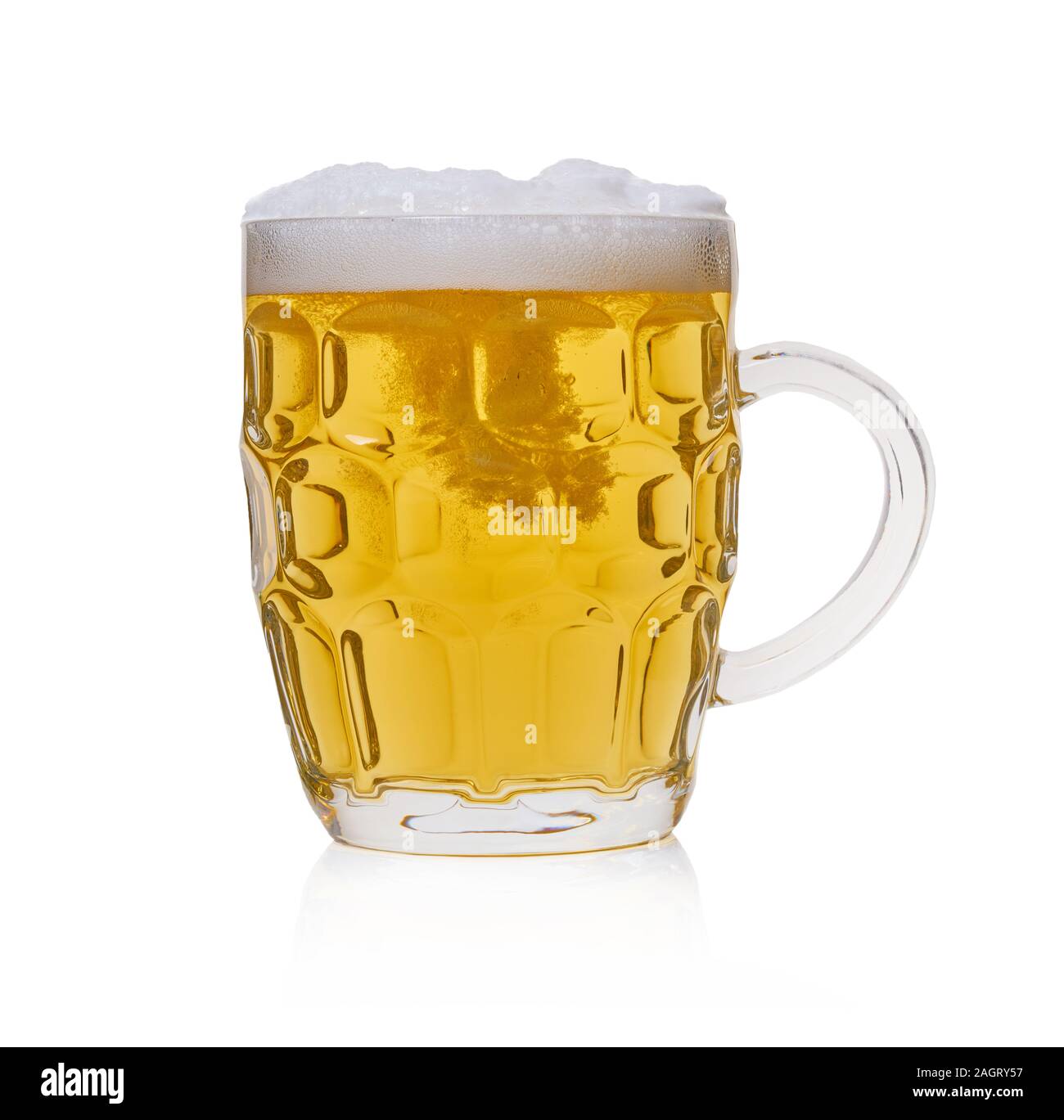 light beer in a glass on white isolated background Stock Photo - Alamy