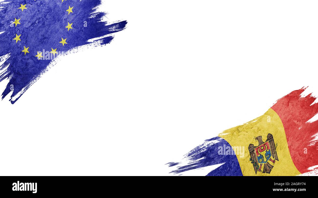Flags of Europe Union and Moldova on White Background Stock Photo - Alamy