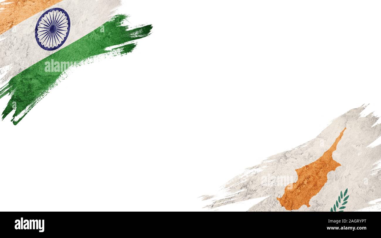 Flags of India and Cyprus on White Background Stock Photo - Alamy