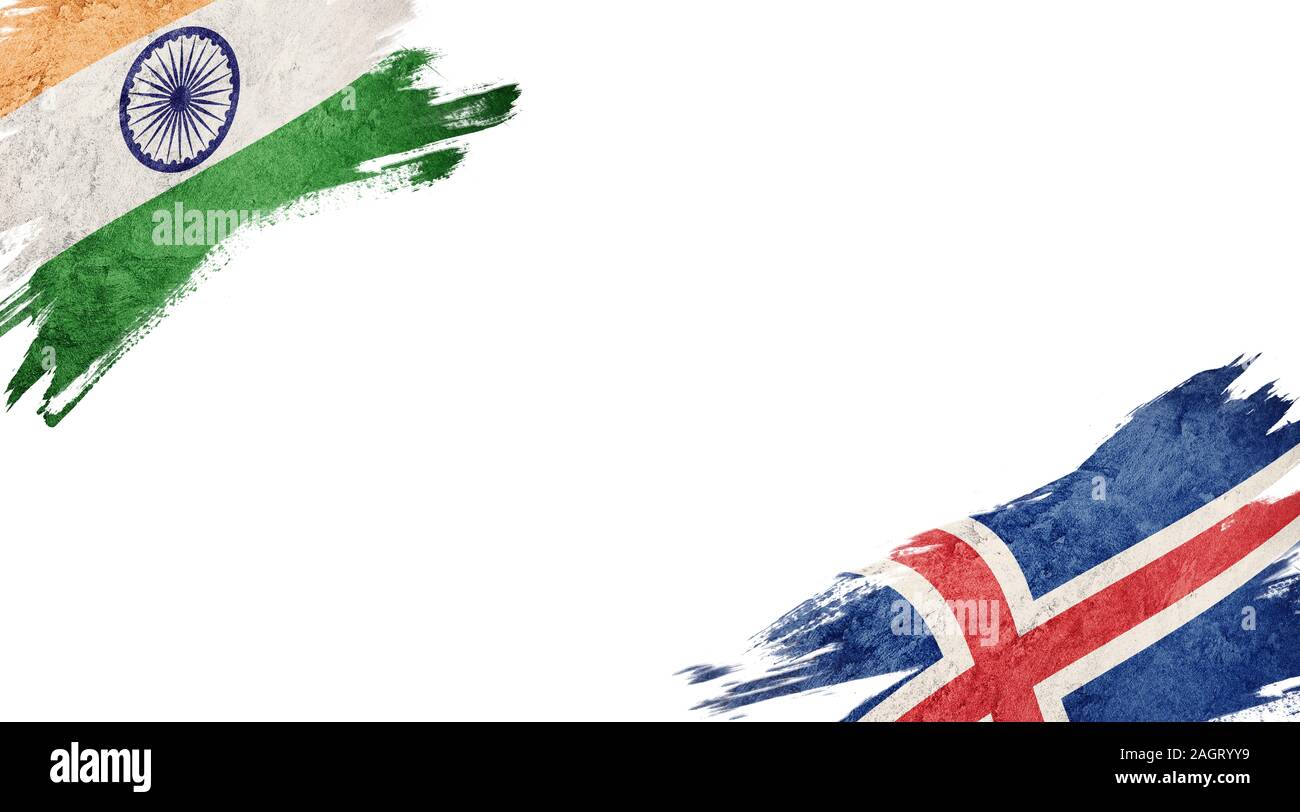 Flags of India and Iceland on White Background Stock Photo - Alamy