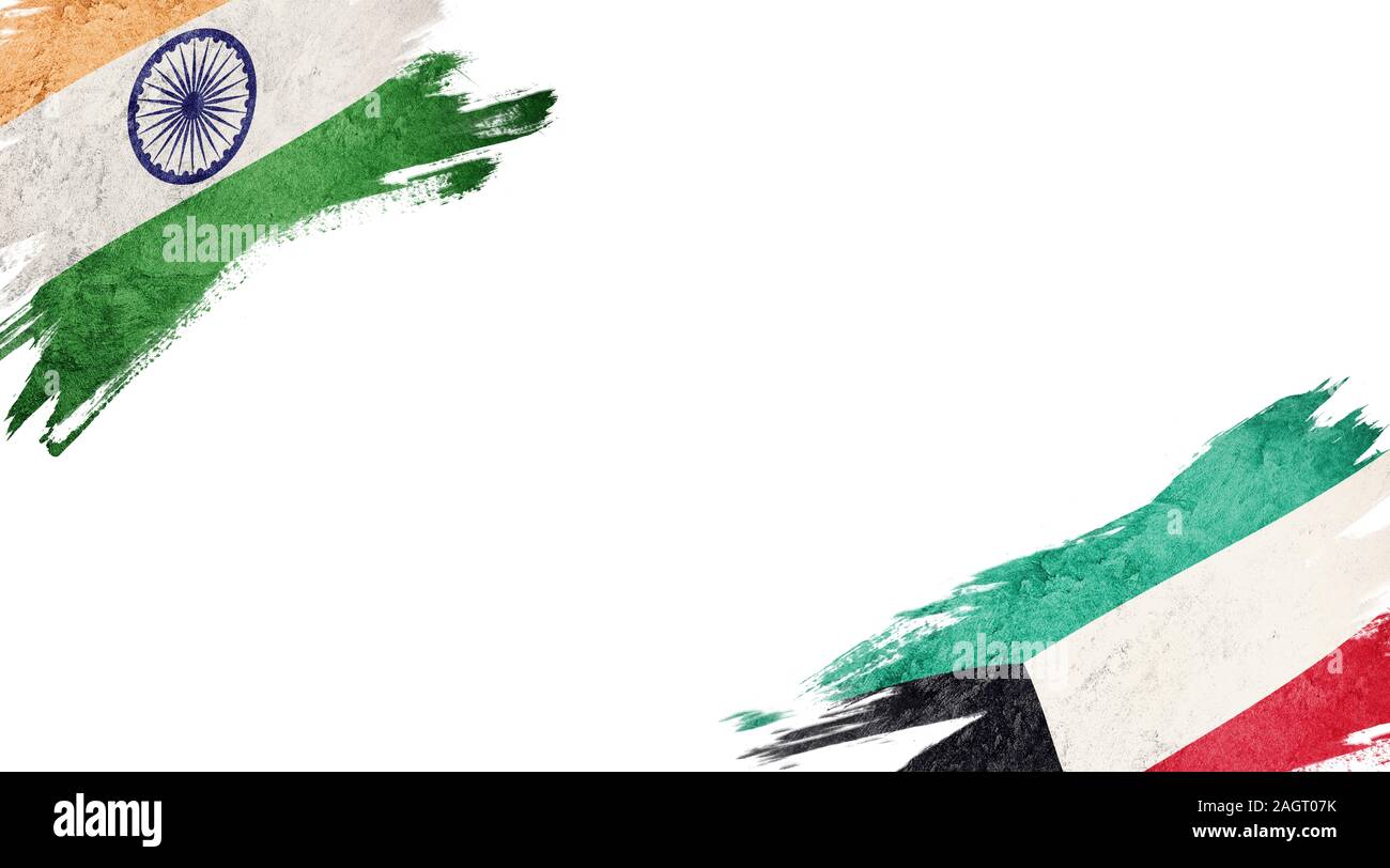 Flags of India and Kuwait on White Background Stock Photo - Alamy