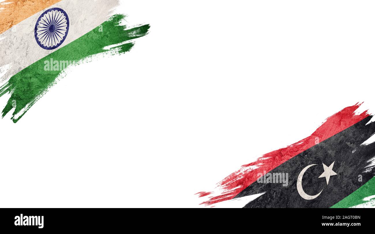 Flags of India and Libya on White Background Stock Photo - Alamy