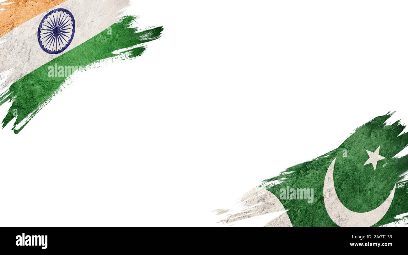 Flags of India and Pakistan on White Background Stock Photo - Alamy