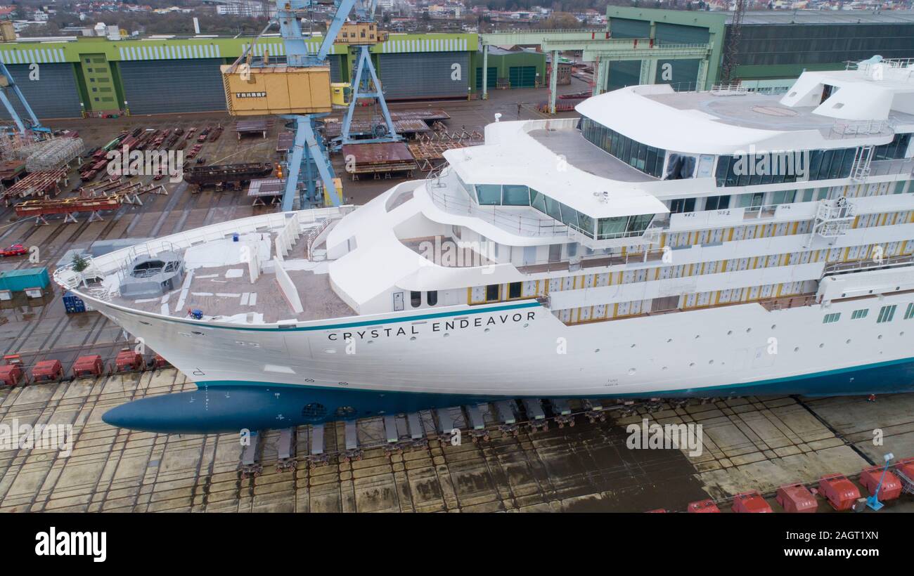 Stralsund, Germany. 21st Dec, 2019. The first newbuilding at the ...