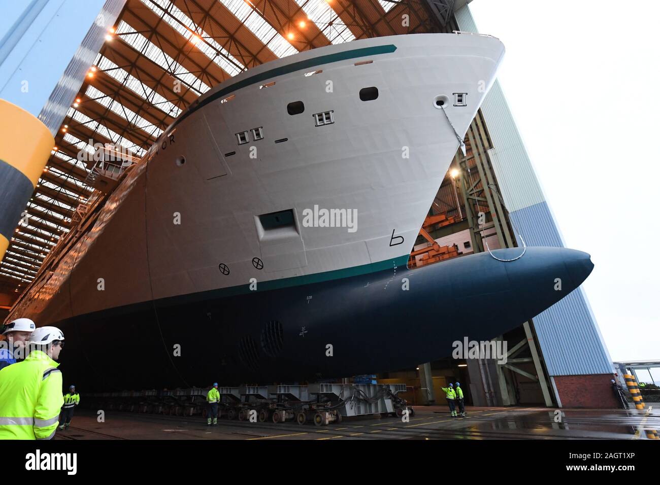 Stralsund, Germany. 21st Dec, 2019. The first newbuilding at the ...