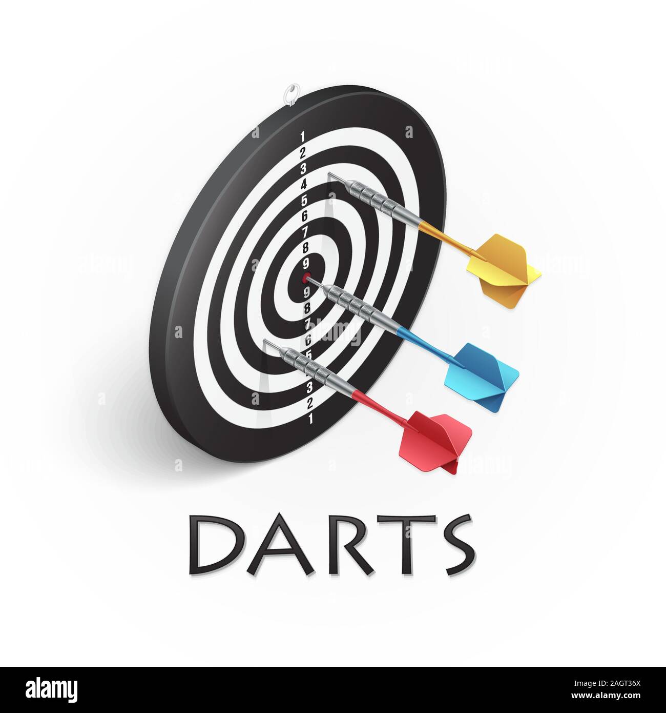 Darts game background. Vector illustration showing a target and colored ...