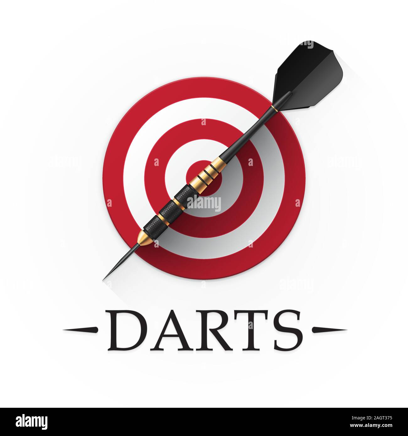 Darts game emblem. Vector illustration showing a detailed black dart ...