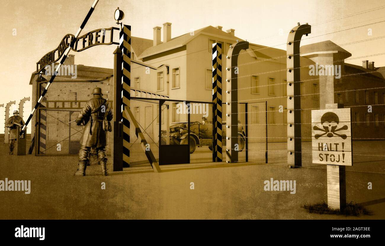 Concentration camp gate hi-res stock photography and images - Alamy
