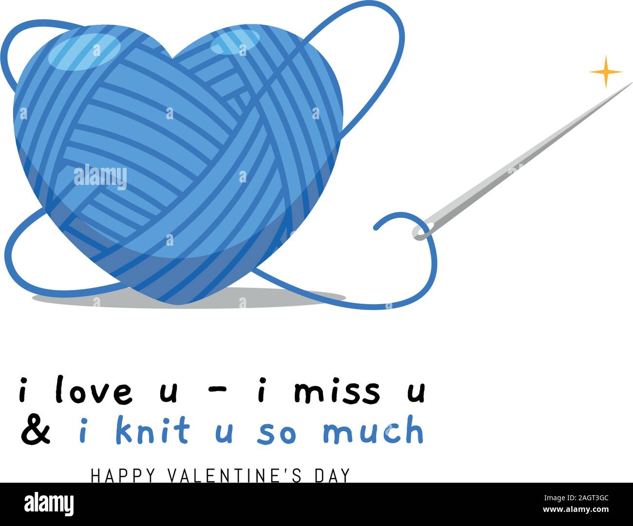 Blue heart shaped wool with a needle Stock Vector Image & Art - Alamy