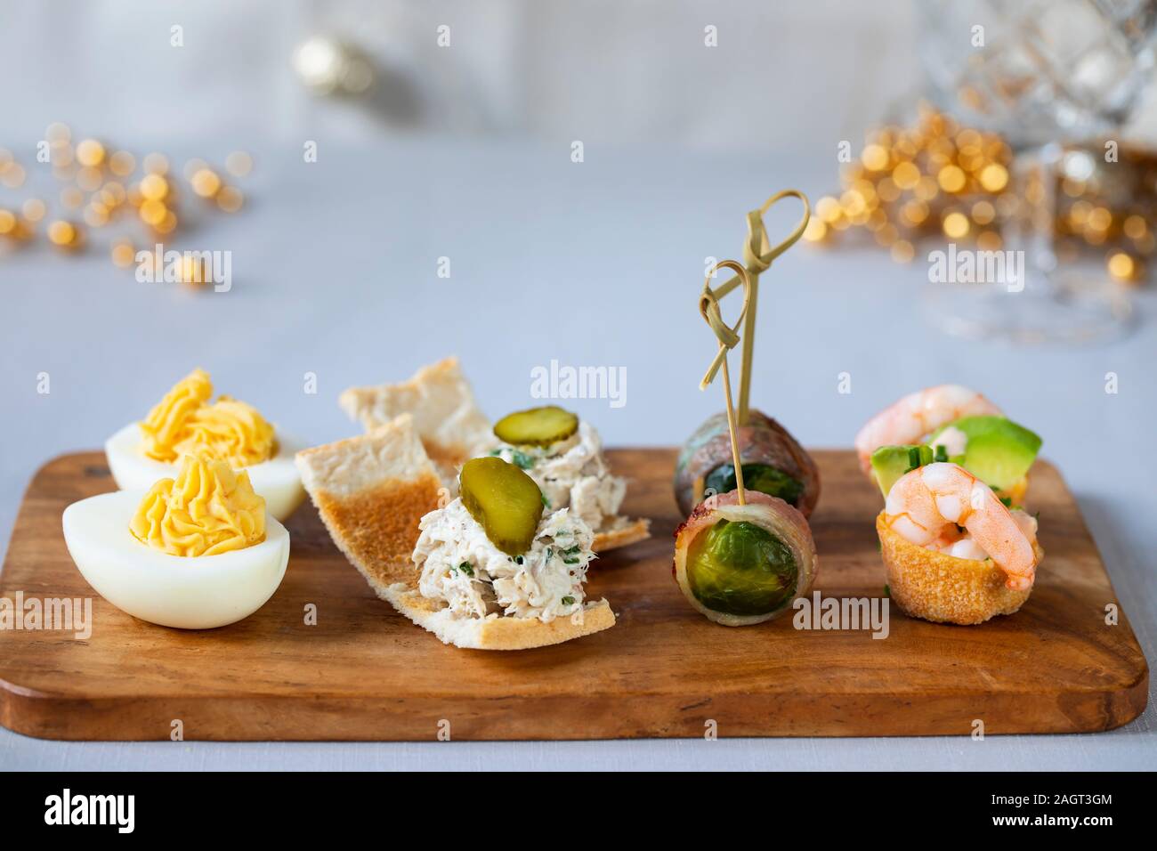 selection of festive canapes, devilled egg , mini prawn coctail ...