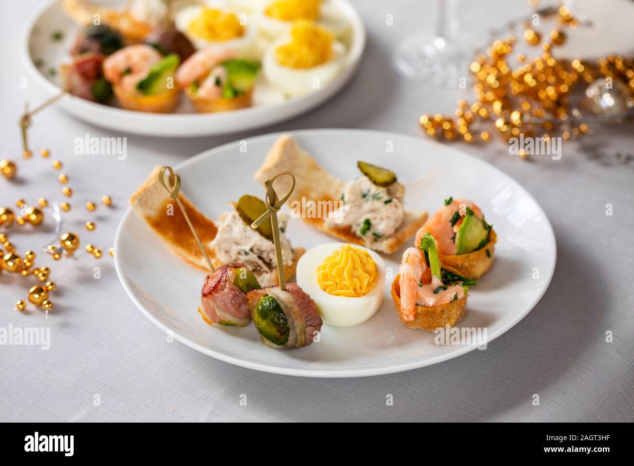 selection of festive canapes, devilled egg , mini prawn coctail ...