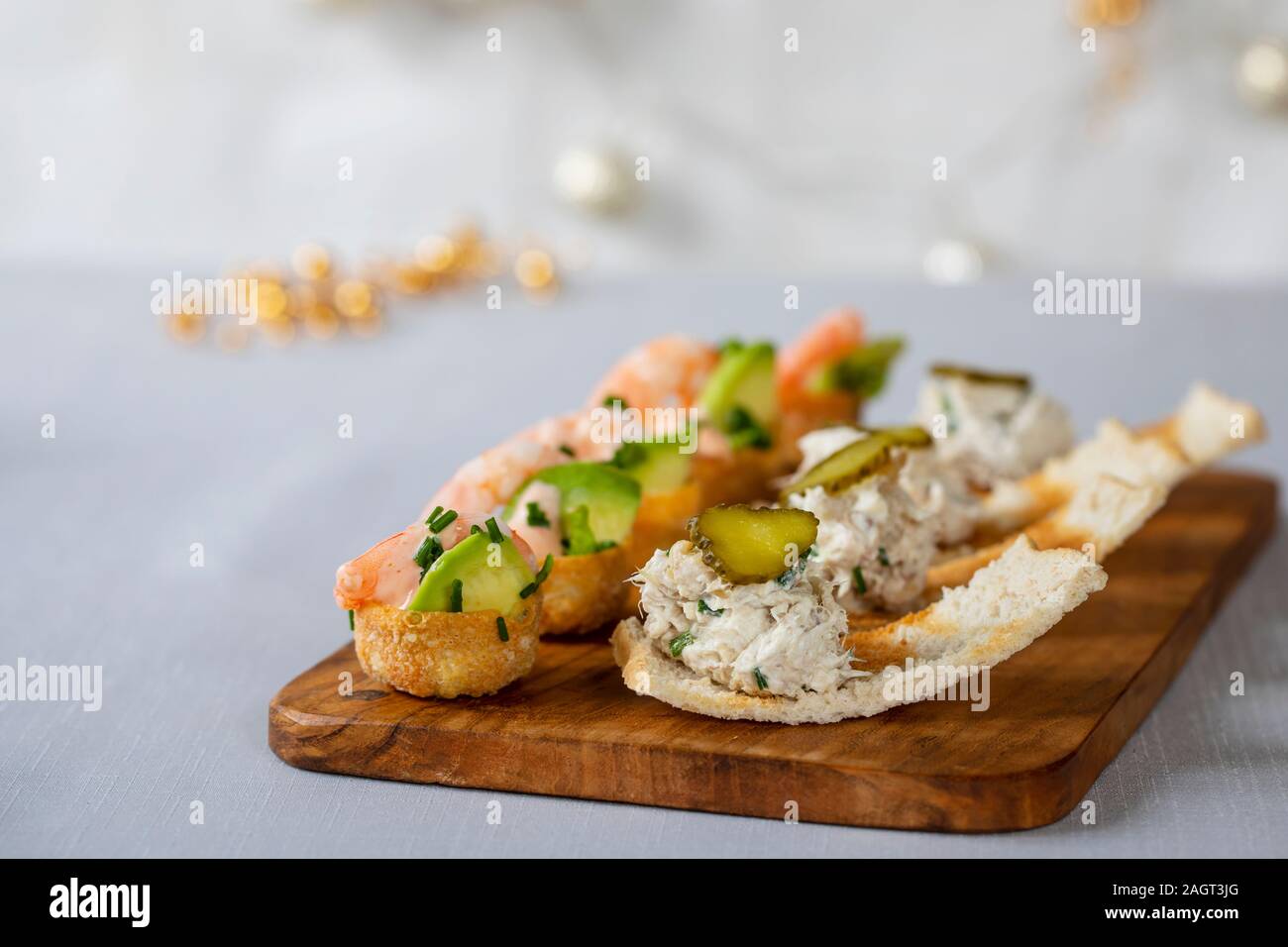 selection of festive canapes, devilled egg , mini prawn coctail ...