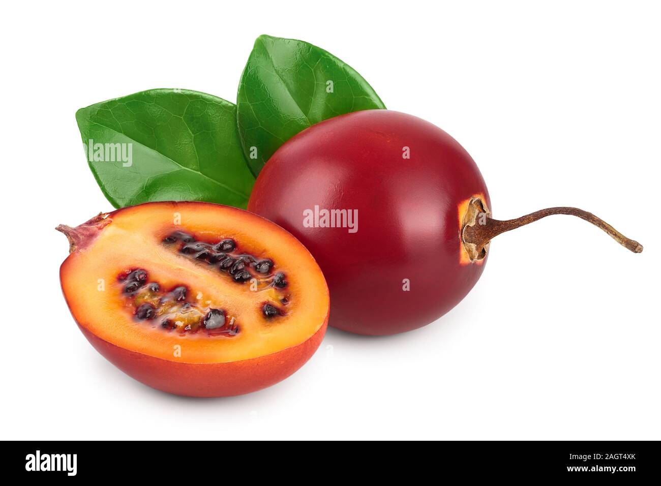 Fresh tamarillo fruit with leaves isolated on white background Stock ...