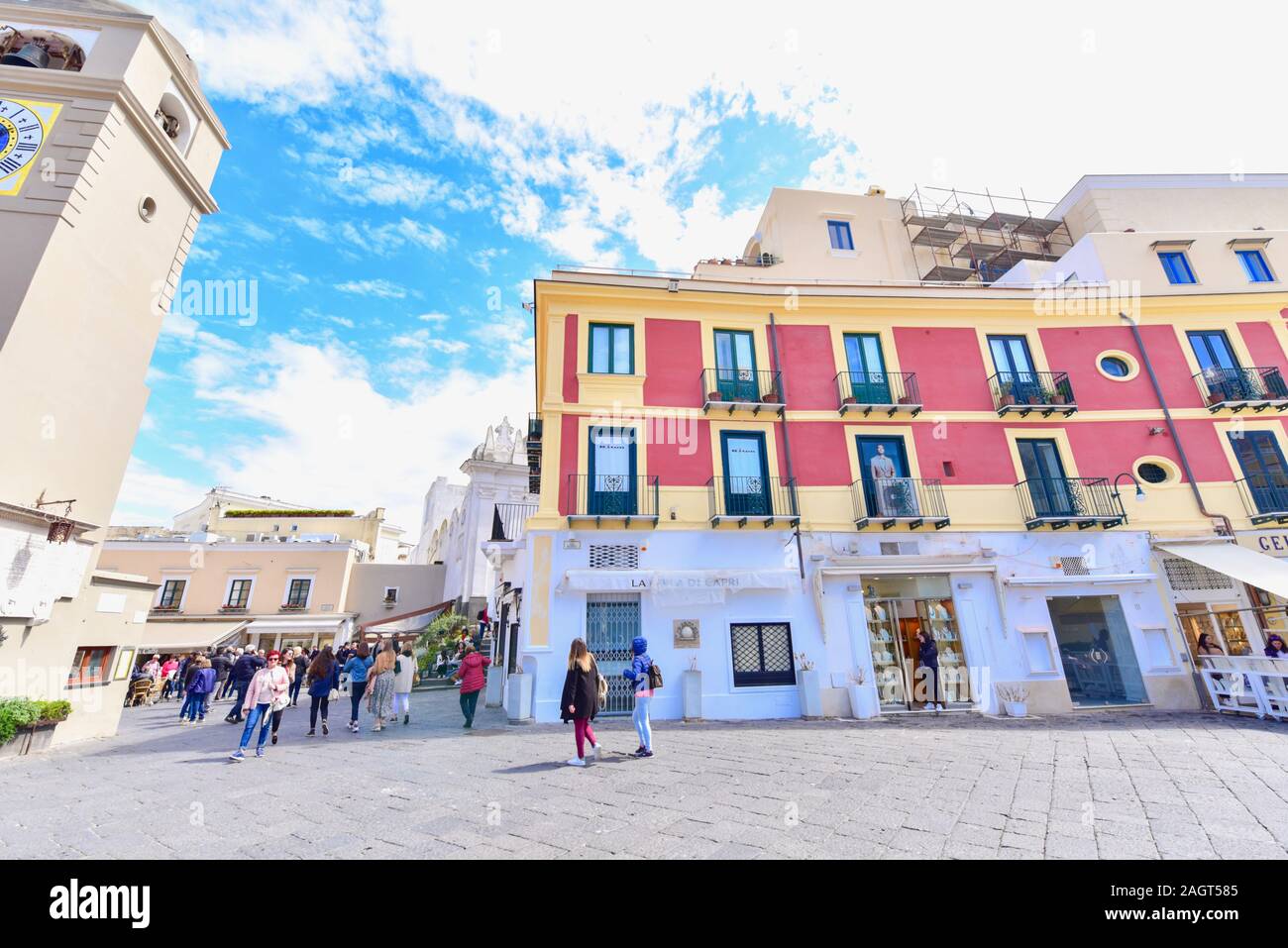 Piazza Umberto I, Famous Old Town Square of Capri Island Stock Photo ...