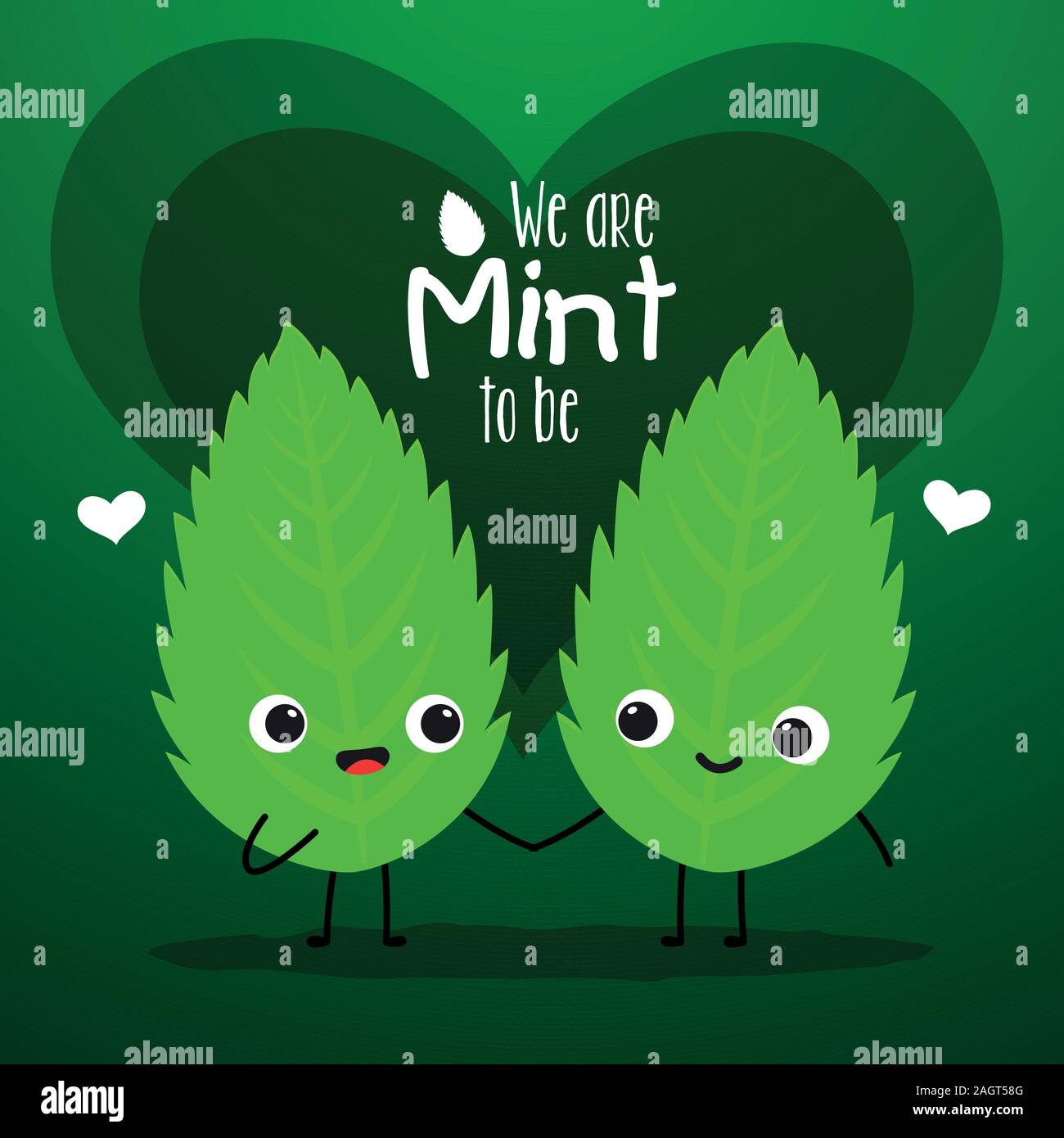The two cute mint leaves. Vector illustration Stock Vector Image & Art ...