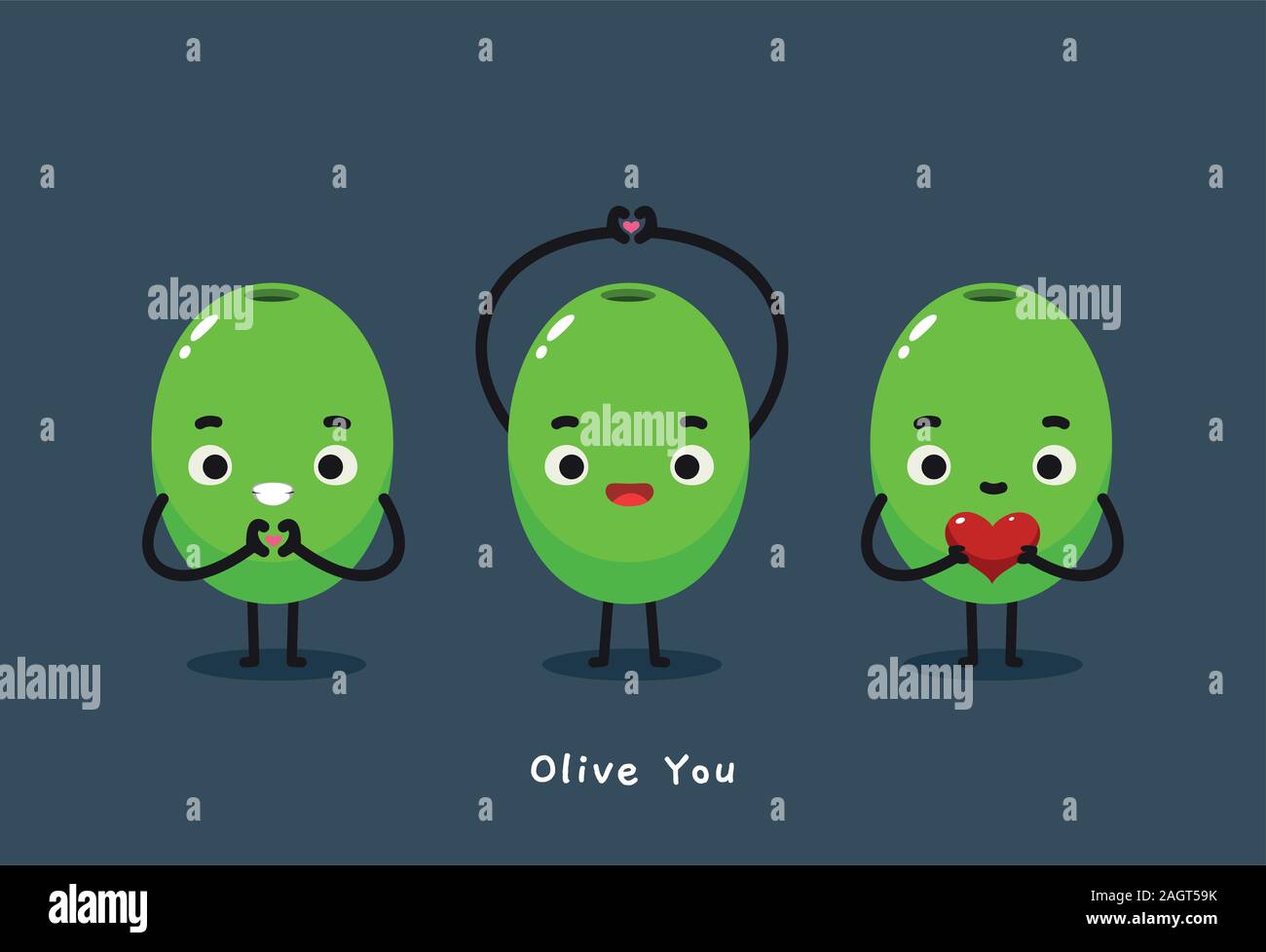 Three cute green olives. Vector Illustration Stock Vector Image & Art ...