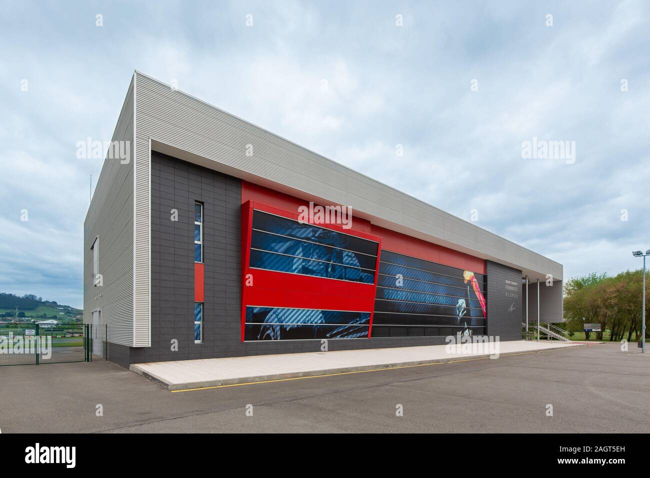 Fernando Alonso Museum, Llaneras, Spain - 18 April, 2019: Main entrance ...