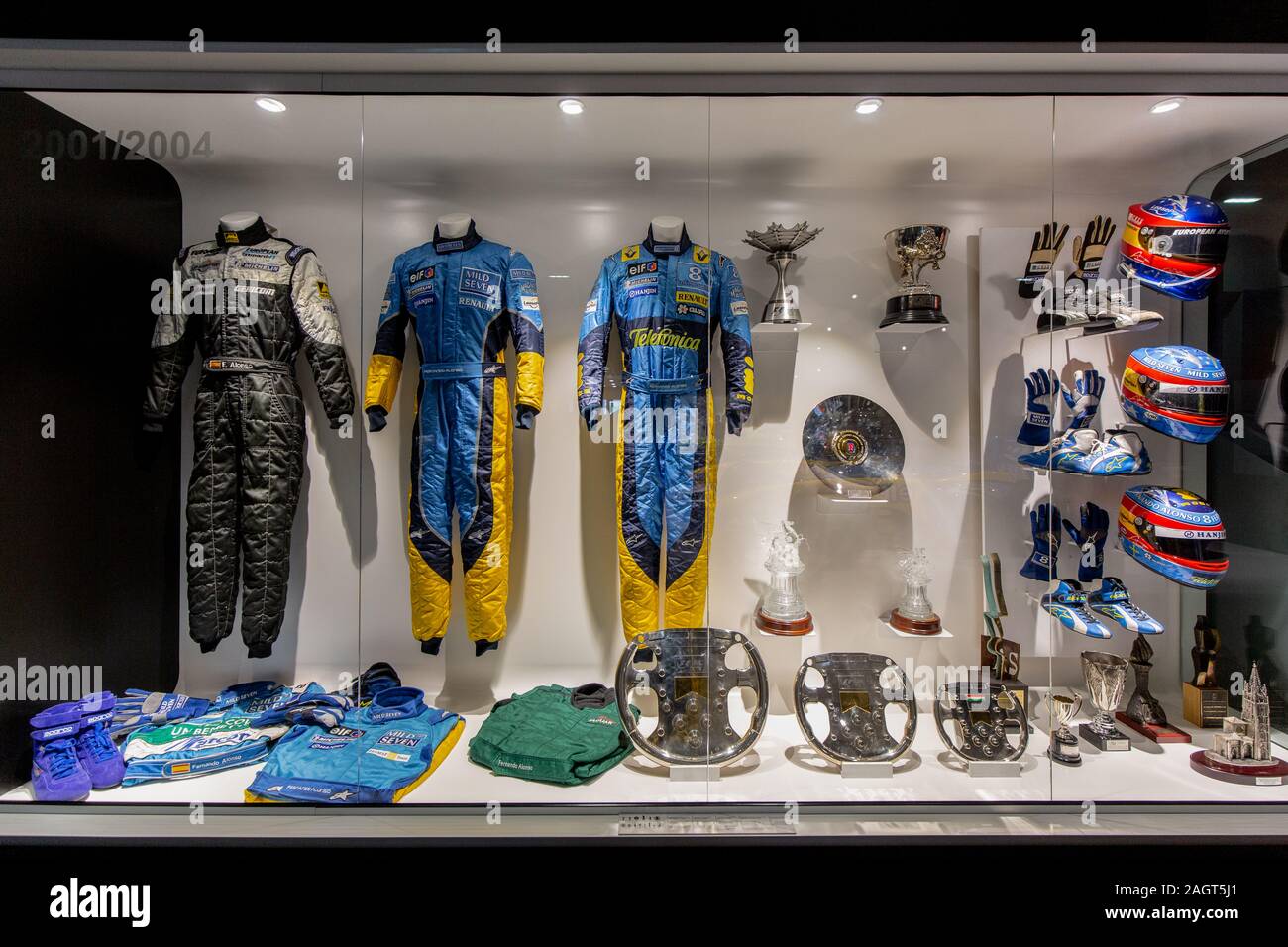 Fernando Alonso Museum, Llaneras, Spain - 18 April, 2019: Costumes ...