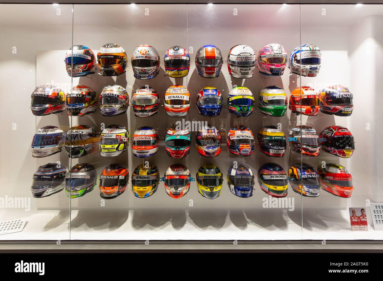 Fernando Alonso Museum, Llaneras, Spain - 18 April, 2019: Helmet ...