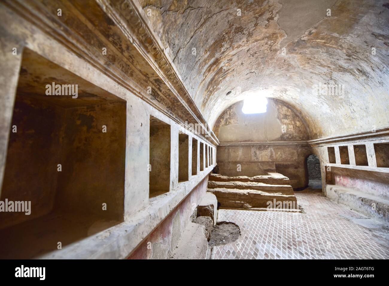 Interior of the Forum Baths of Pompeii in Southern Italy Stock Photo ...